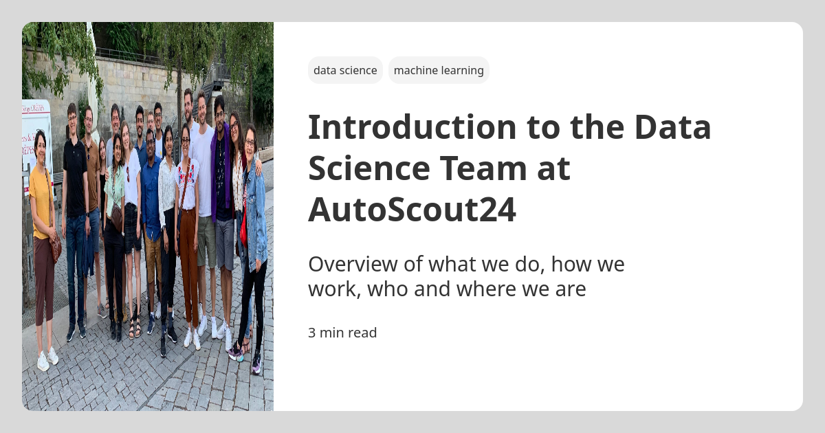 Introduction to the Data Science Team at AutoScout24